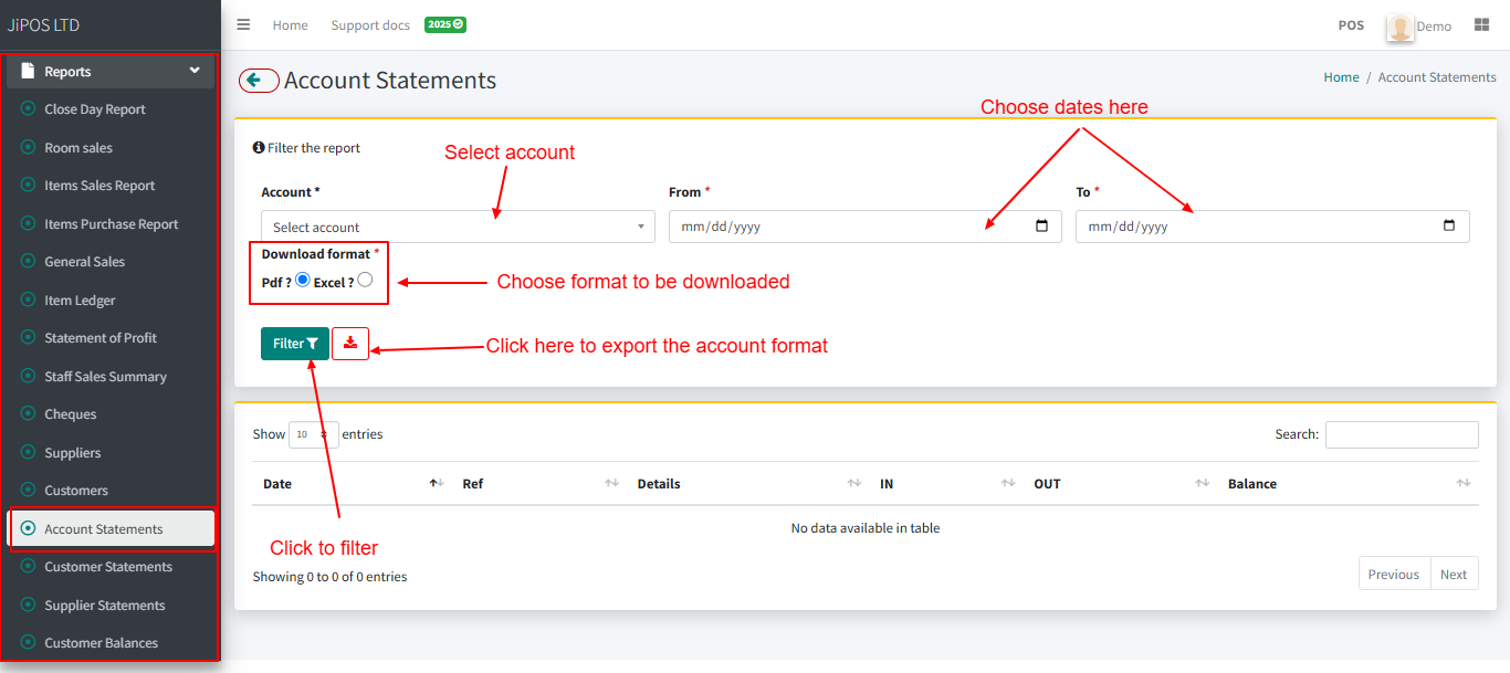 How to Generate an Account Statements Report – JiPOS Knowledge Base