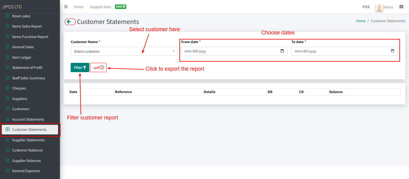 How to Generate a Customer Statements Report – JiPOS Knowledge Base