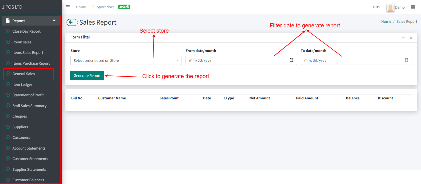 How to Generate a General Sales Report – JiPOS Knowledge Base
