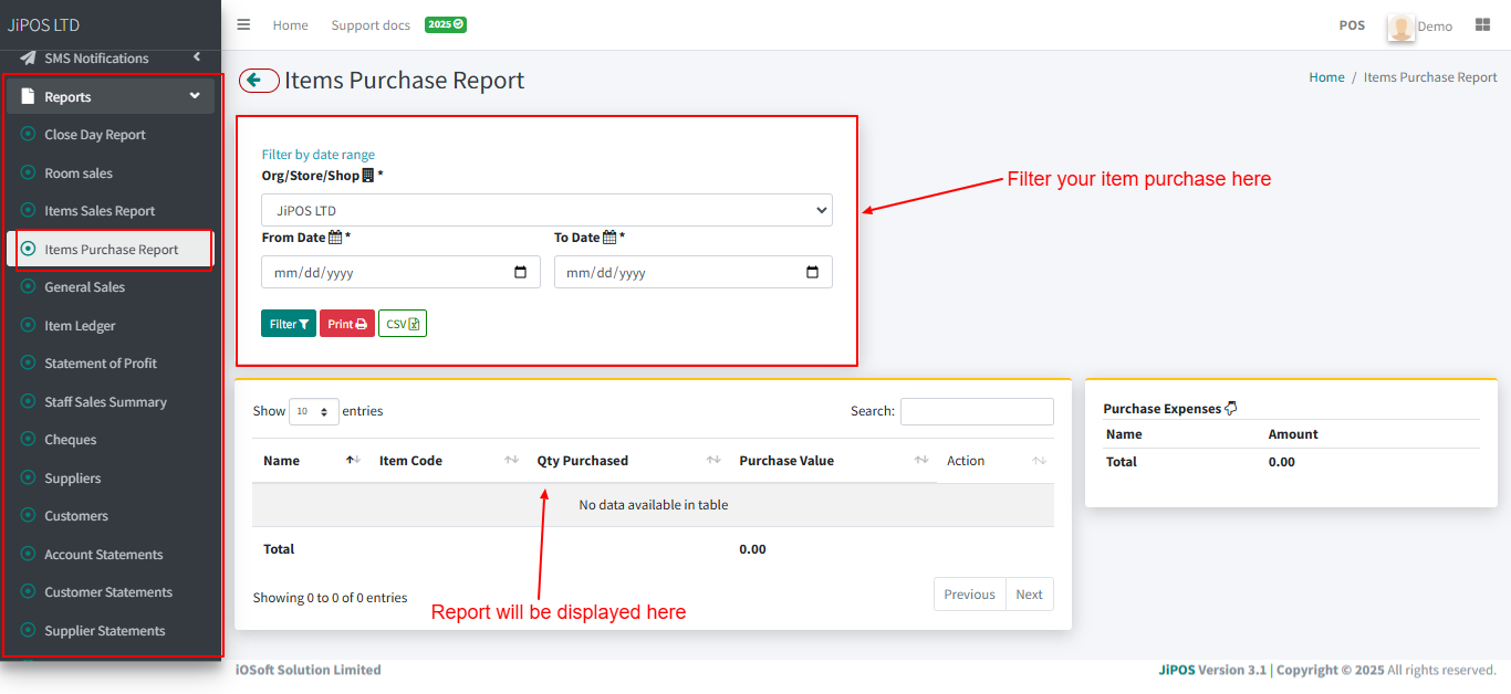 How Generate an Item Purchase Report – JiPOS Knowledge Base